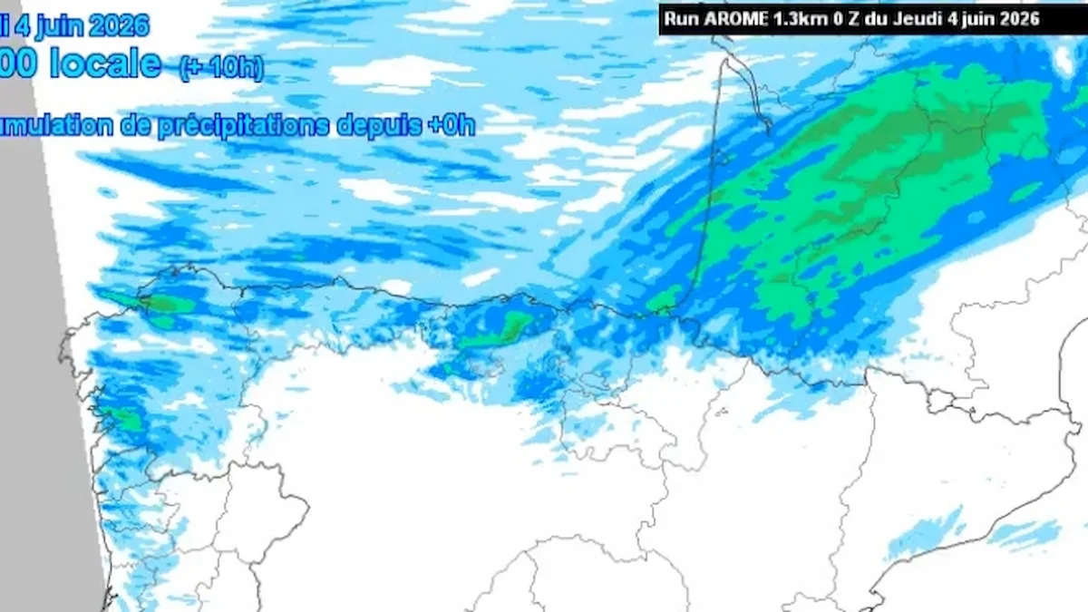 AEMET Bilbao: lluvia y viento del oeste el 4 de junio de 2026
